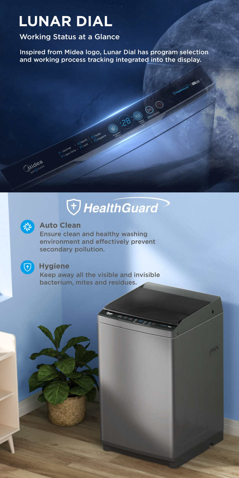 Midea Top Load Fully Auto Washer Machine | MA100W75 | MA100W85 ...