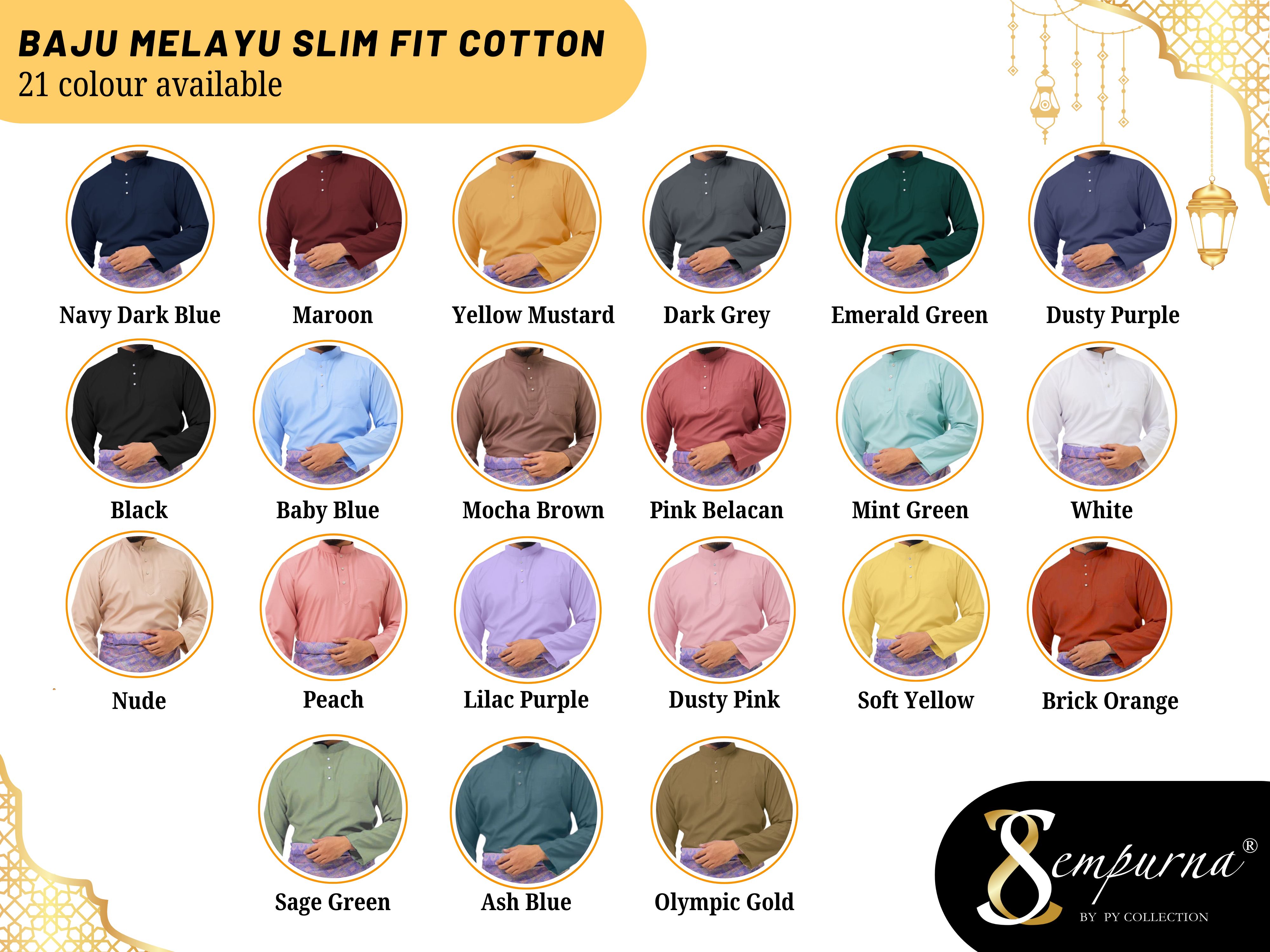 PG1 / Baju Melayu Budak & Dewasa Cotton / Navy Blue Maroon Mustard Dark ...