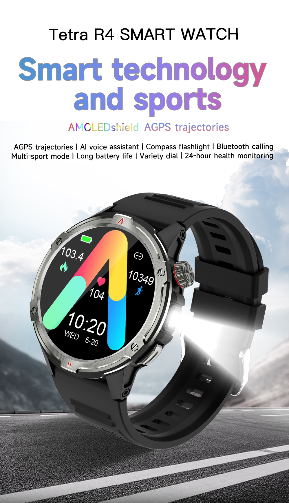 Aolon Tetra R4 Smart Watch 1.43" AMOLED Display AOD HD Bluetooth Call ...