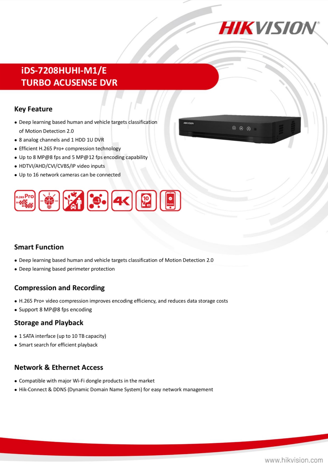 HIK HIKVISION 8 CHANNEL CCTV 8.0MP 2160P DVR iDS-7208HUHI-M1/E 8MP 8CH ...