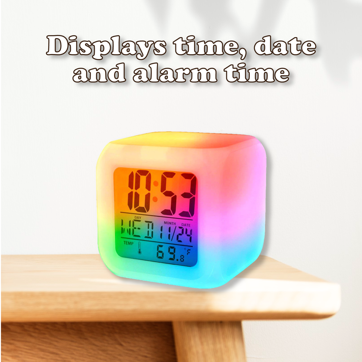 LED Color Changing Digital Alarm Clock Creative Luminous Clock Digital ...