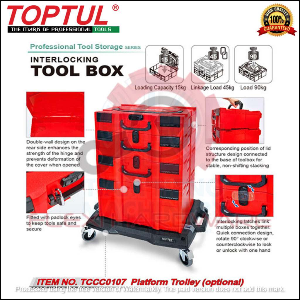 TOPTUL FULL SET Interlocking Tool Box TBBE0502 / TBBE0602 / TBBE0702 ...