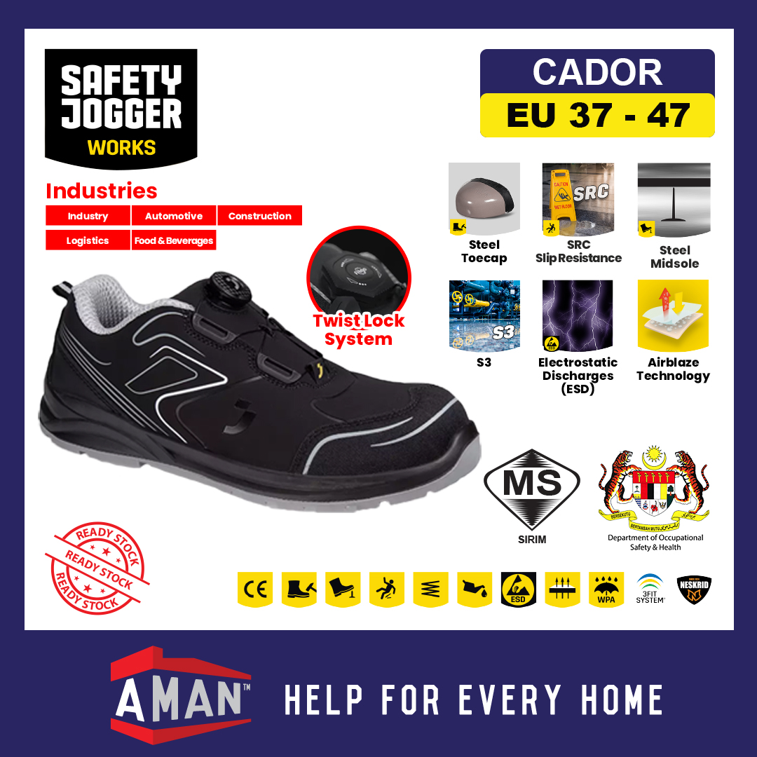 Safety Jogger Cador ESD S1P Sporty Safety Shoes Steel Toecap Midsole Green Blue Grey Cador S3 ...