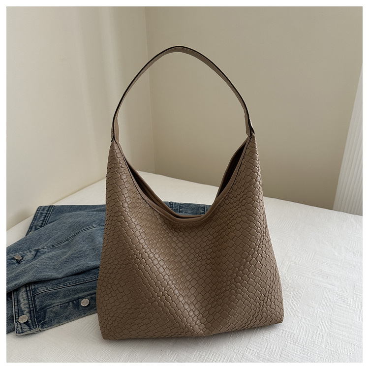 Beg Tote Gaya Korea Tenun Anyaman Kasual Lembut Kulit PU Kapasiti Besar ...