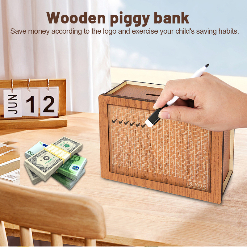 Modern Money Saving Box Handmade Reusable Piggy Bank Wood Money Box ...