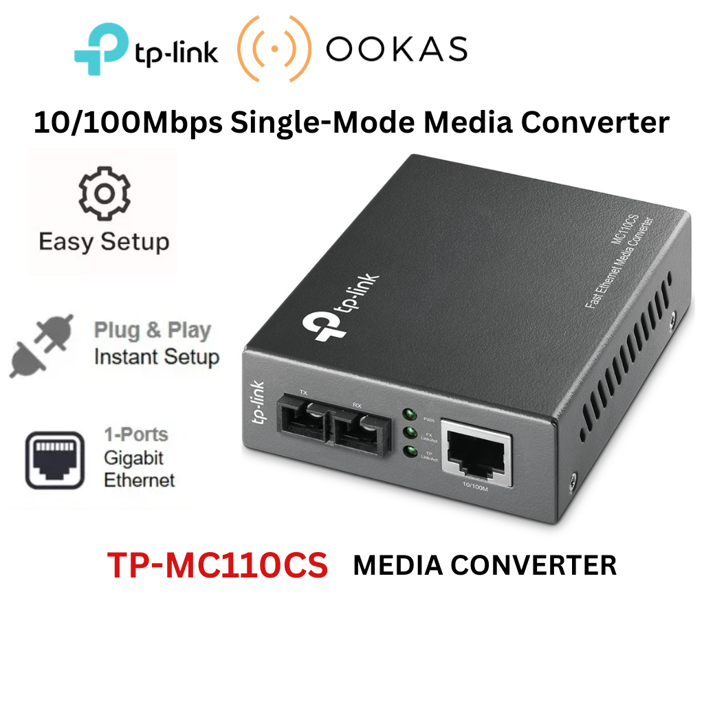 TPLINK TP-MC110CS 10/100Mbps Single-Mode Media Converter GIGABIT Plug ...