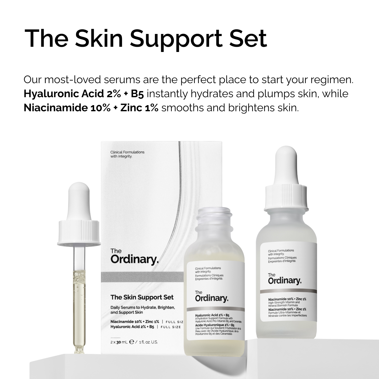 The Ordinary The Skin Support Set | Niacinamide + Hyaluronic Acid ...
