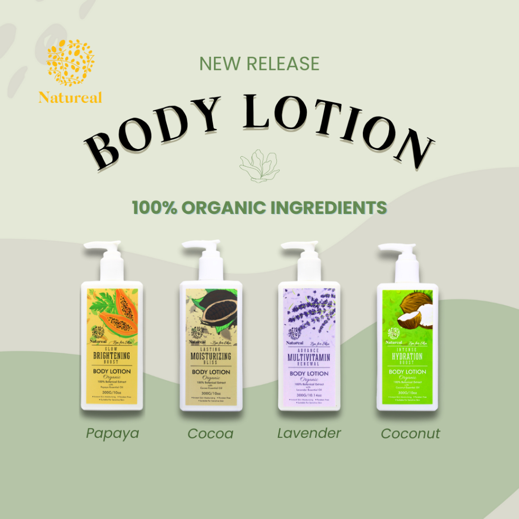 NATUREAL BODY LOTION, 300ml - 100% Organic ingredients. Moisturizing ...
