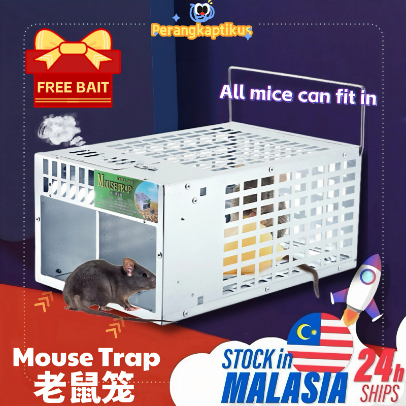 🔥FREE BAIT🔥BESAR Perangkap Tikus Besi Double Door Mouse Trap Reusable ...