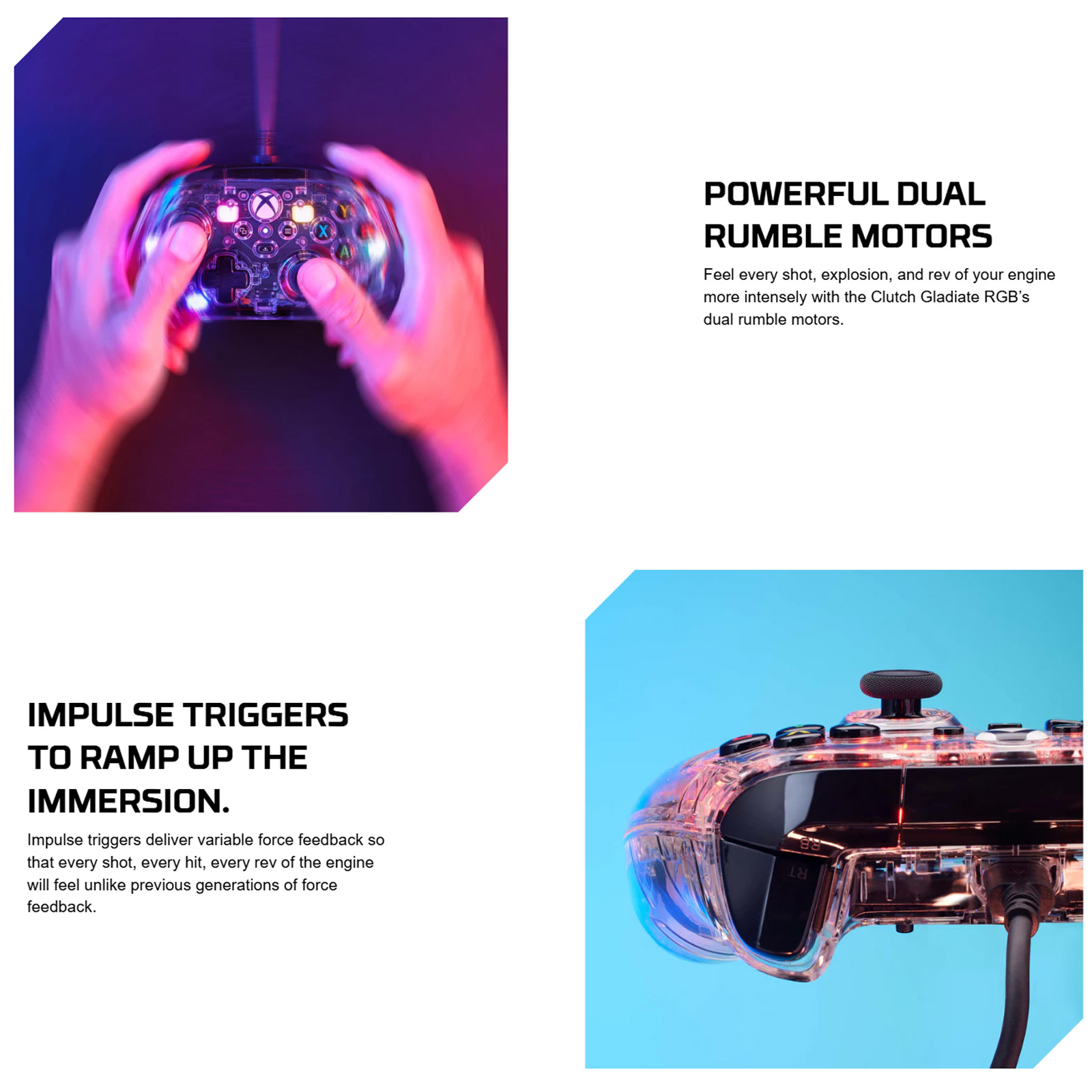 HyperX Clutch Gladiate Wired Gaming Controller with Dual Rumble Motors and Dual Trigger Locks ...