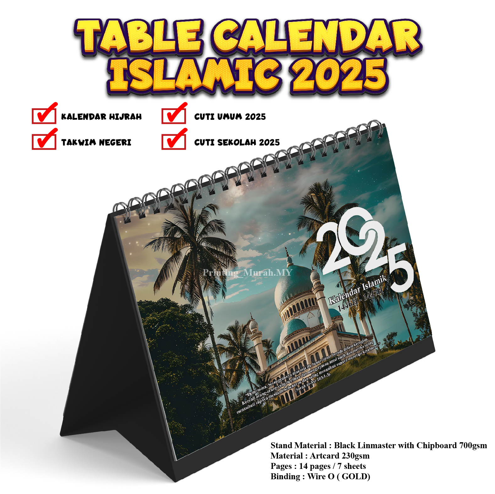 Kalendar Islamik 2025 | Table Calendar | A5 Size | READY STOCK | High Quality | Fast Delivery ...