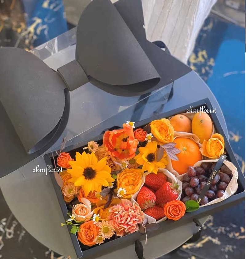 BIG RIBBON BOX Korean PVC mother day Korean Fruits box flower Cake box ...
