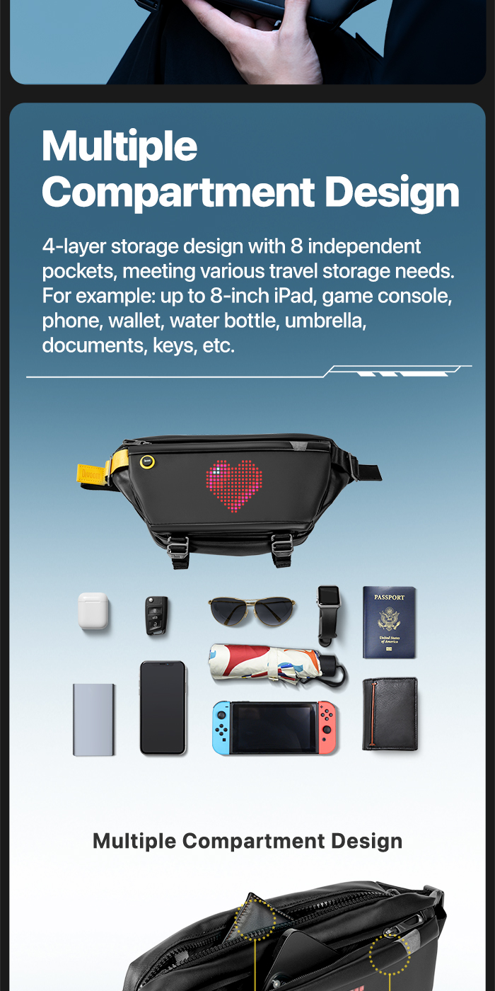 Divoom Pixoo Sling Bag Global Version - Innovative Smart LED SlingBag ...