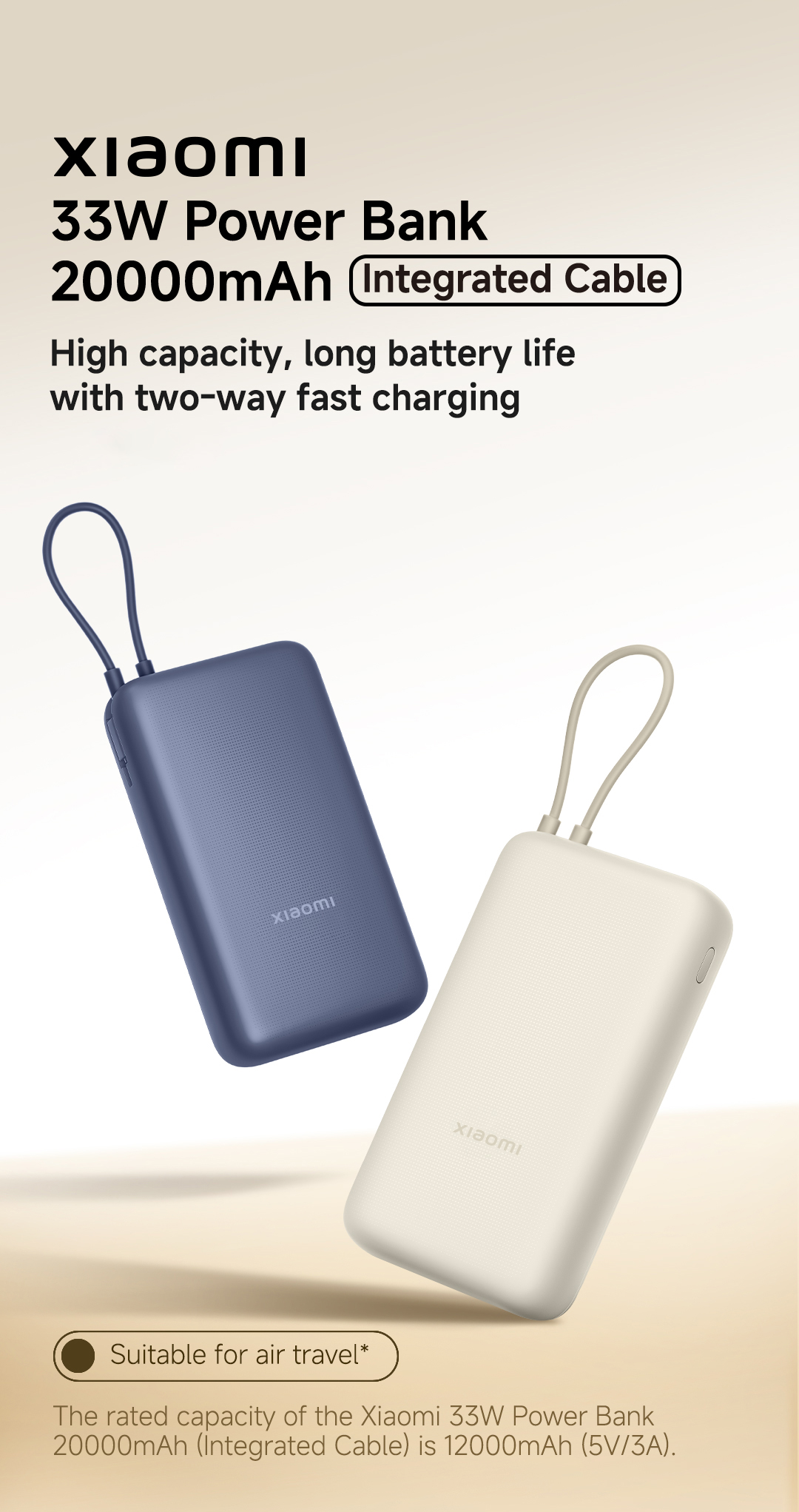 Xiaomi 33W Power Bank 20000mAh (Integrated Cable) | Shopee Malaysia