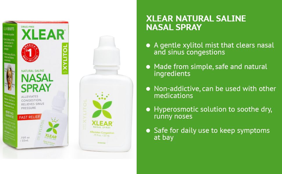 Xlear Nasal Spray | Natural Saline Nasal Spray with Xylitol, Nose Moisturizer for Kids and ...