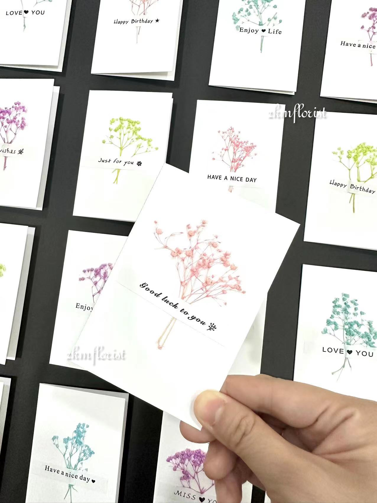 (32PCS) DRIED FLOWER CARD Love Kad Hati Kad Ucapan Gift Greeting Best ...