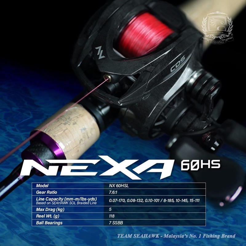 2024 TEAM SEAHAWK NEXA 60HS BFS BAITCASTING REEL SHALLOW SPOOL FISHING ...