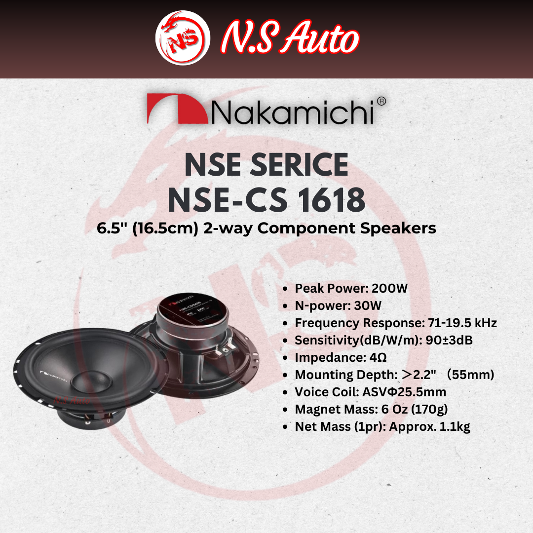 Nakamichi NSE-CS1618 (200W) 6.5" 2-Way Component Speaker NSE CS 1618 Car Speaker Speaker Kereta ...