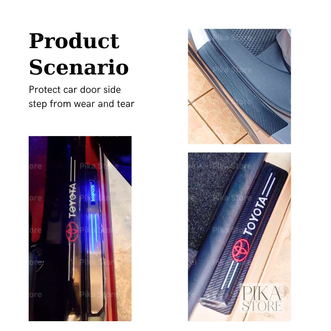 Toyota Car Door Side Step Protector Sticker Carbon Door Sill Vios Yaris ...