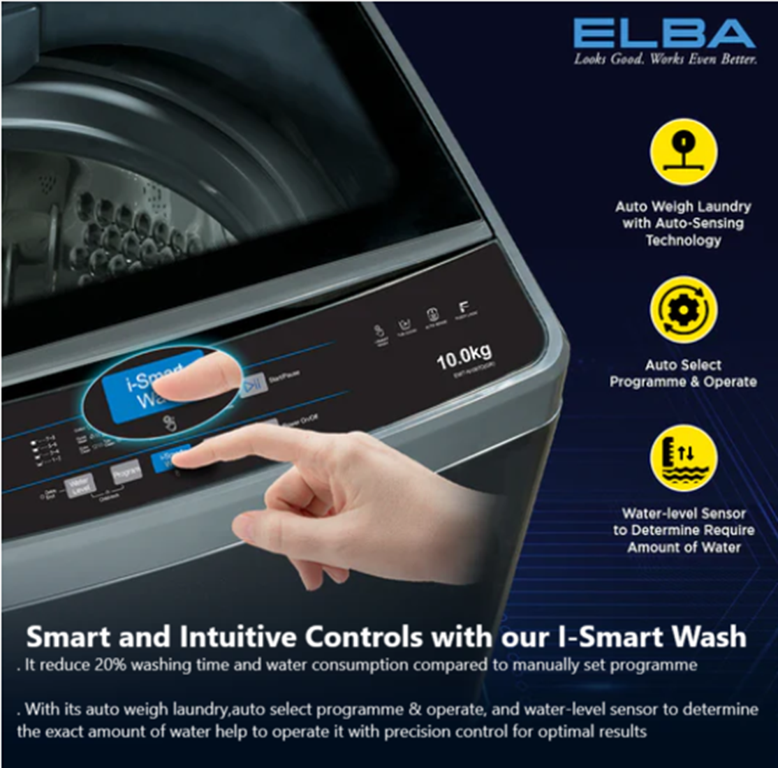 ELBA 12KG / 10KG Top Loading Fully Automatic Washing Machine EWT-N1287D ...