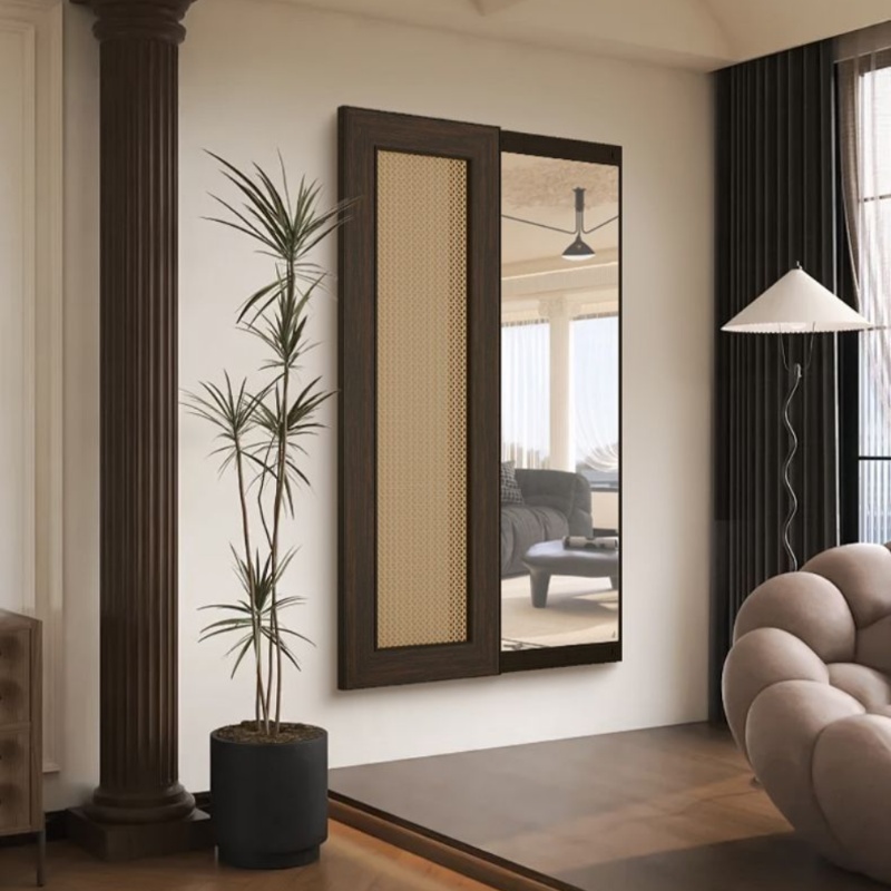 Living room wall-mounted mirror partition sliding full-length mirror ...