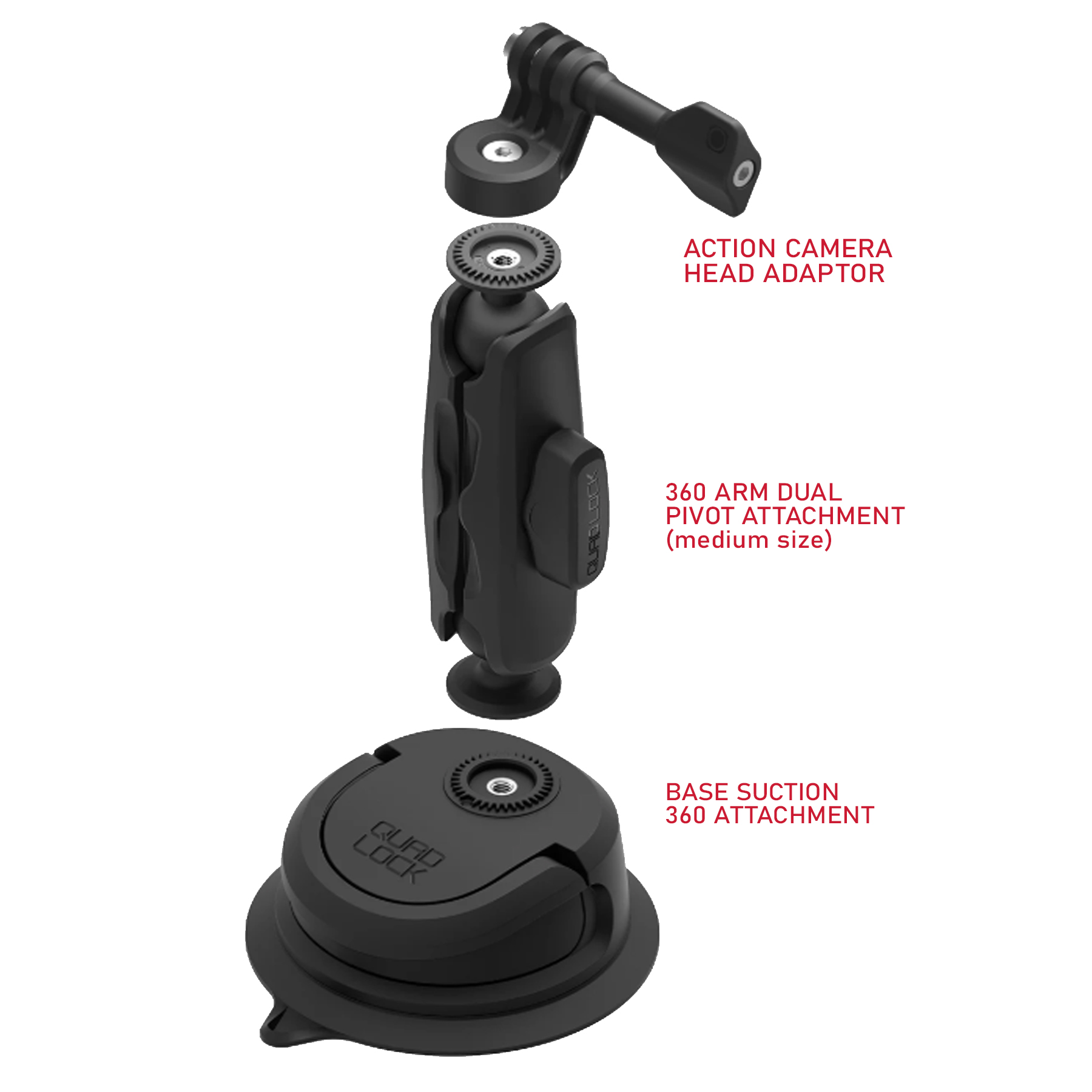 QUAD LOCK - BASE 360 - 360 ARM DUAL PIVOT - 360 HEAD ATTACHMENT ACTION ...