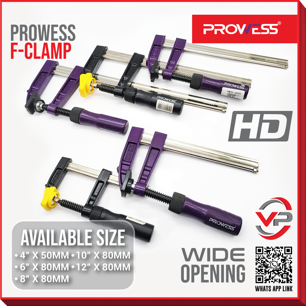 PROWESS HEAVY DUTY F-CLAMP ANTI-RUST SIZE 4" X 50MM 6" 8" 10" 12" X ...