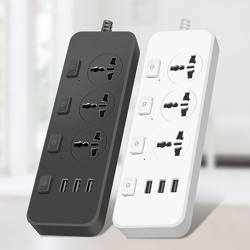 𝗘𝗡𝗘𝗥𝗚𝗬 𝗕𝗥𝗜𝗗𝗚𝗘 》 Universal 3 Power Socket USB Ports Plug Extension Cords ...