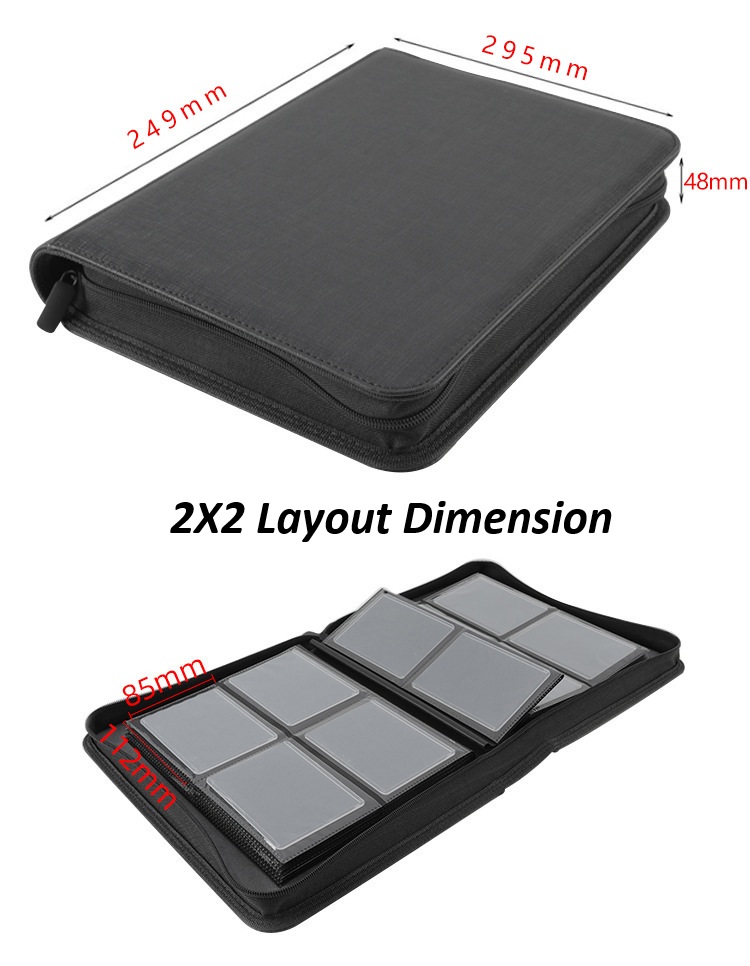 Black Texturized Toploader Binder 3X3 2X2 Zipper Ringless 35pt Hard ...