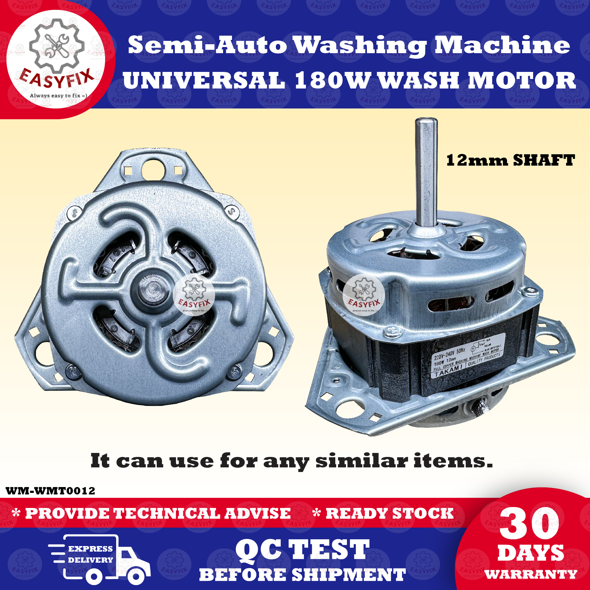 (180W / 13UF) UNIVERSAL Semi-Auto Washing Machine Wash Motor (Motor ...