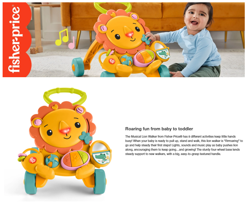 Fisher-Price Musical Lion Walker Infant Toy With Lights And Sounds For ...
