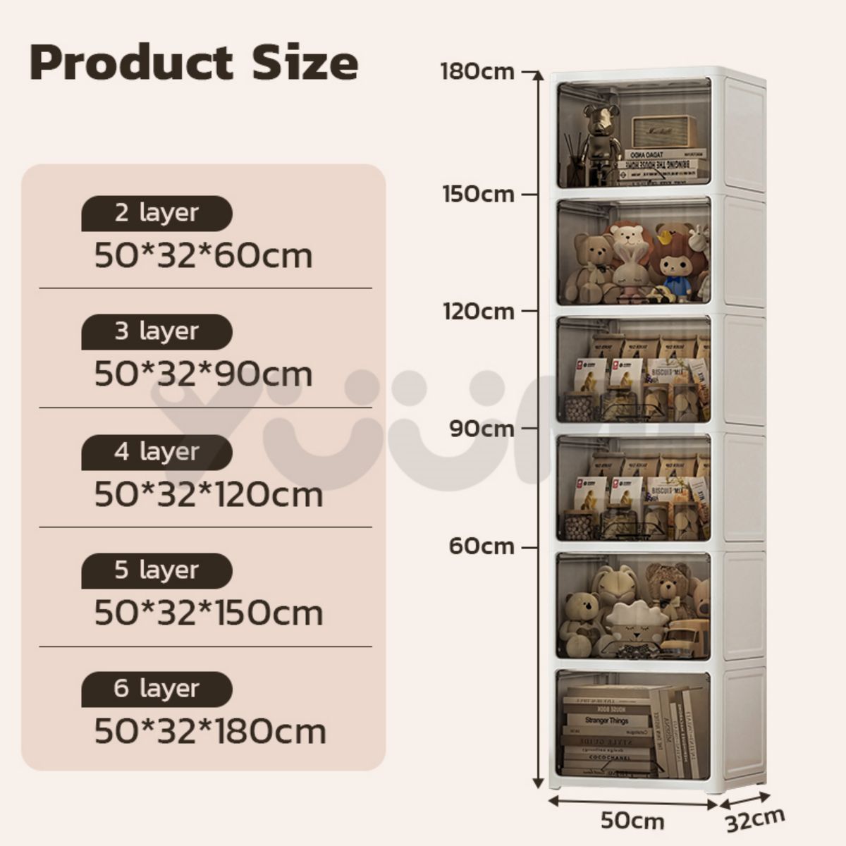 Yuumi New Large Space Transparency Almari Baju Plastik Cabinet Storage ...