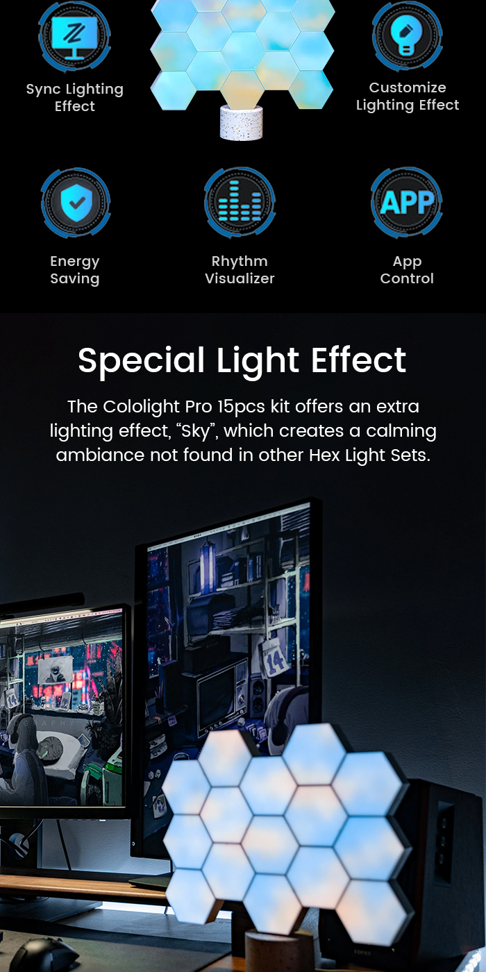COLOLIGHT HEXAGON SKY RGB Light Pro Gaming Light Creative Smart Control ...