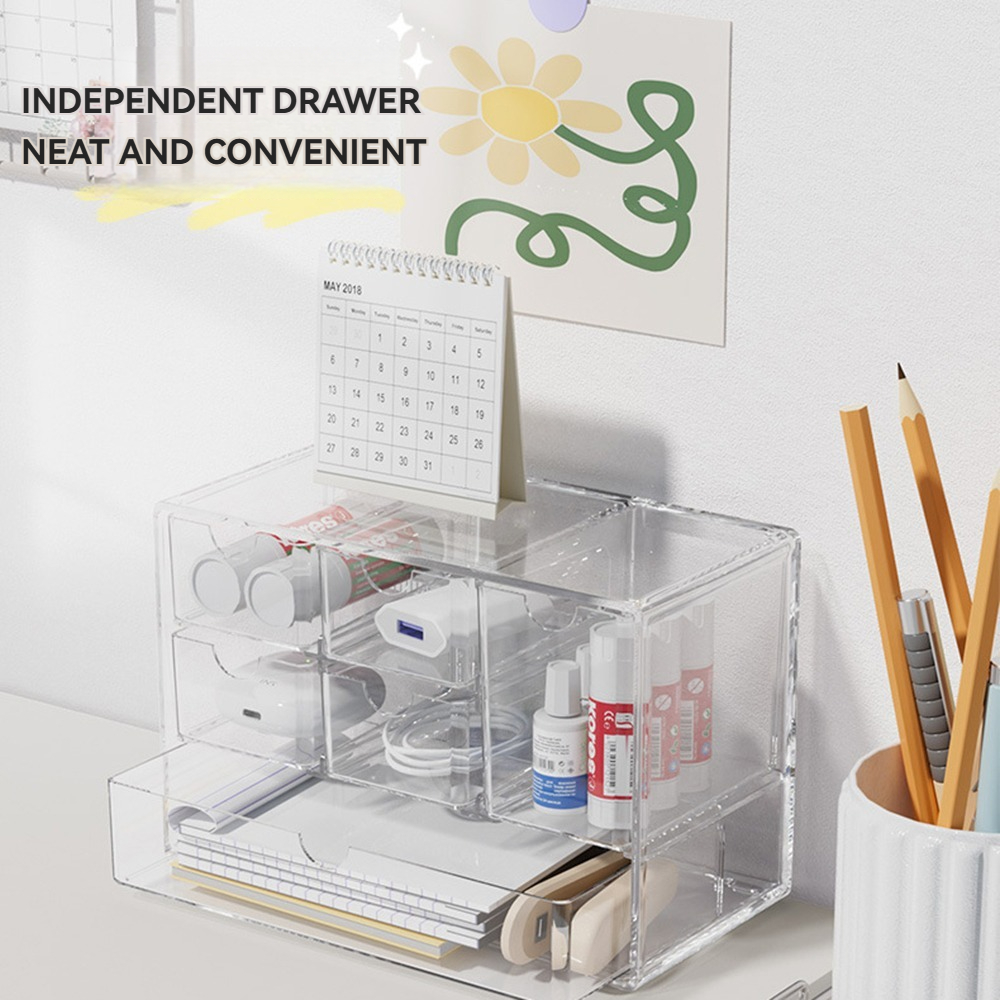 Creative Transparent Desktop Organizer Box Stationery Cosmetic Bracelet ...