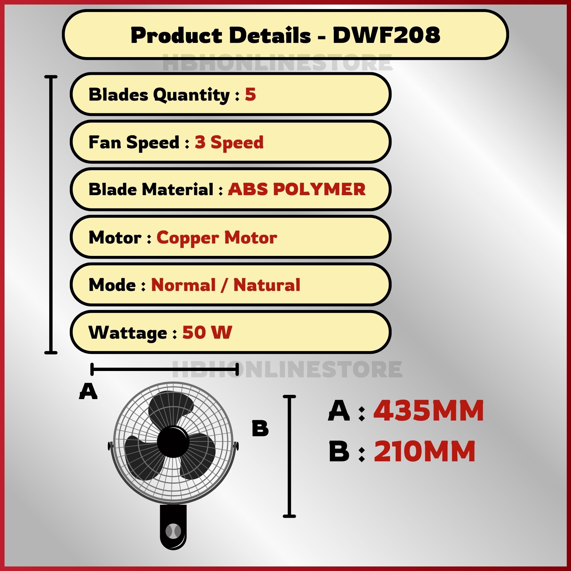 (FreeGift) Deka | TINY VIVI WallFan | 16" Inch | 5 Blades | Wall Fan ...