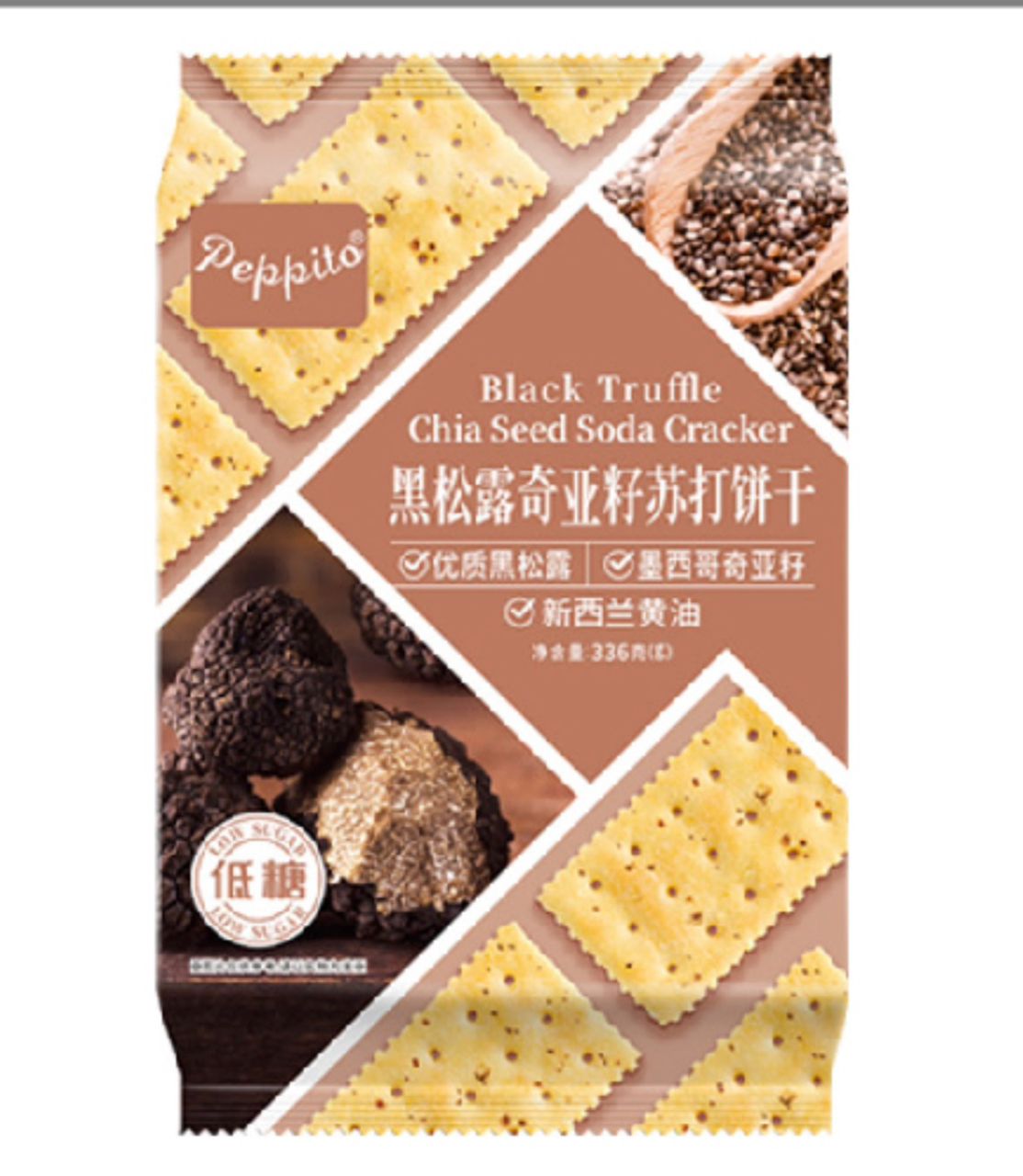 Peppito (Pink) Black Truffle Chia Seed Soda Cracker/Peppito (Black ...