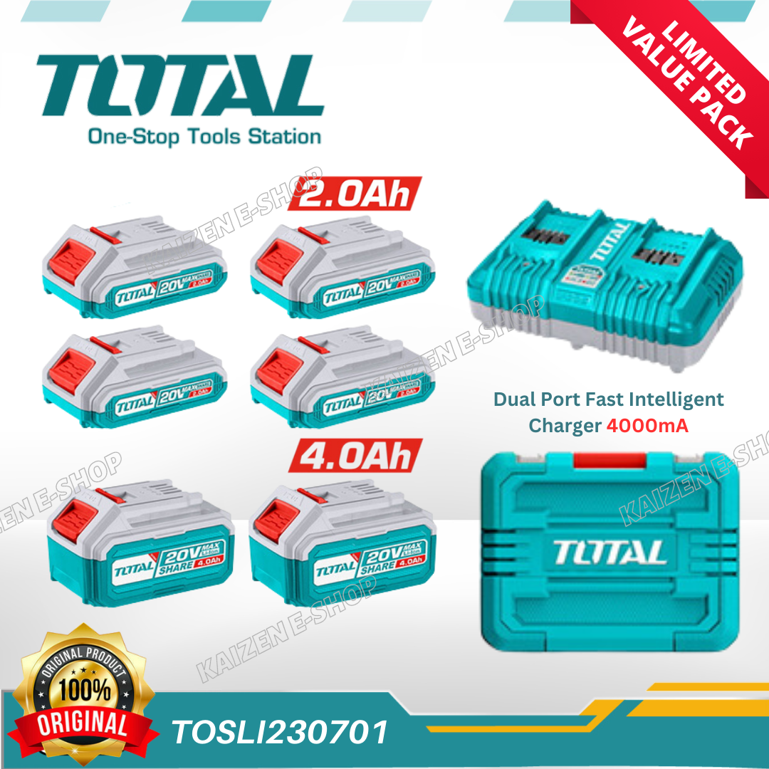 TOTAL P20s 20V Li-Ion Battery & Charger Kit Combo Set ( TOSLI230701 ...