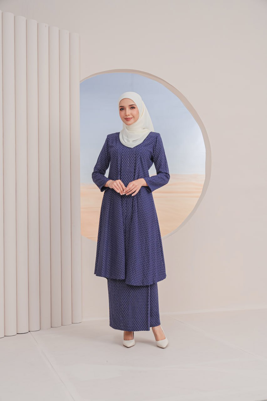 CARLANISA Inara Baju Kebarung Klasik Moden Stripe Polka dot Muslimah ...