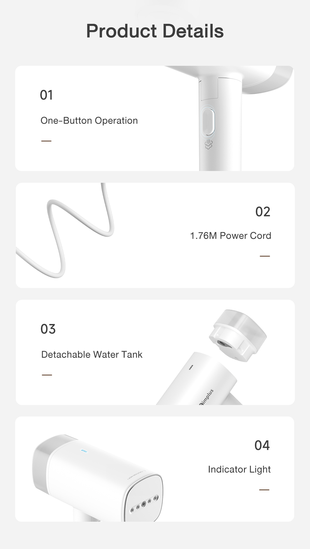 Simplus Portable Handheld Iron Garment Steamer (180ml/1200W) Foldable ...