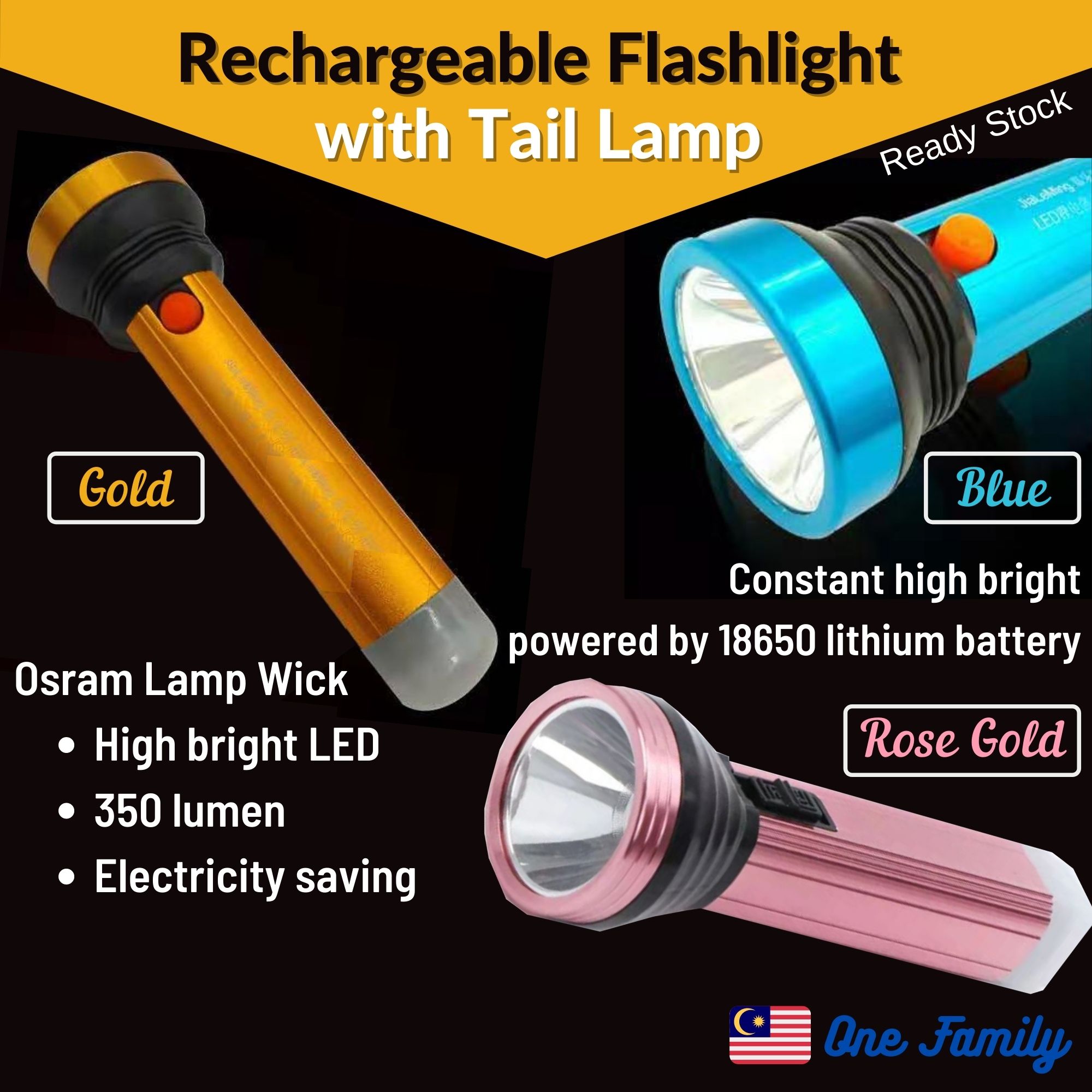 High Bright USB Flashlight CREE/OSL LED + COB Waterproof 4 Gears ...