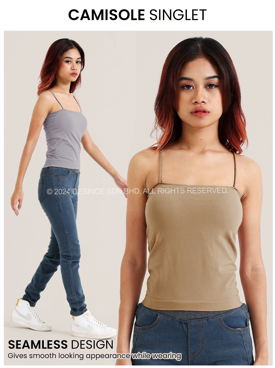 🇲🇾 DESINCE Women Singlet Stretchable Camisole Woman Tank Top Thin Strap ...