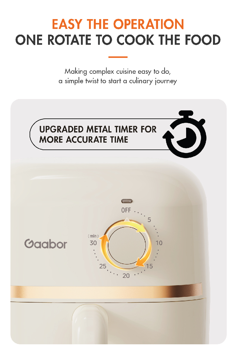 Gaabor Mini Air Fryer 2L with 9 Menu Functions and 3D Hot Air ...