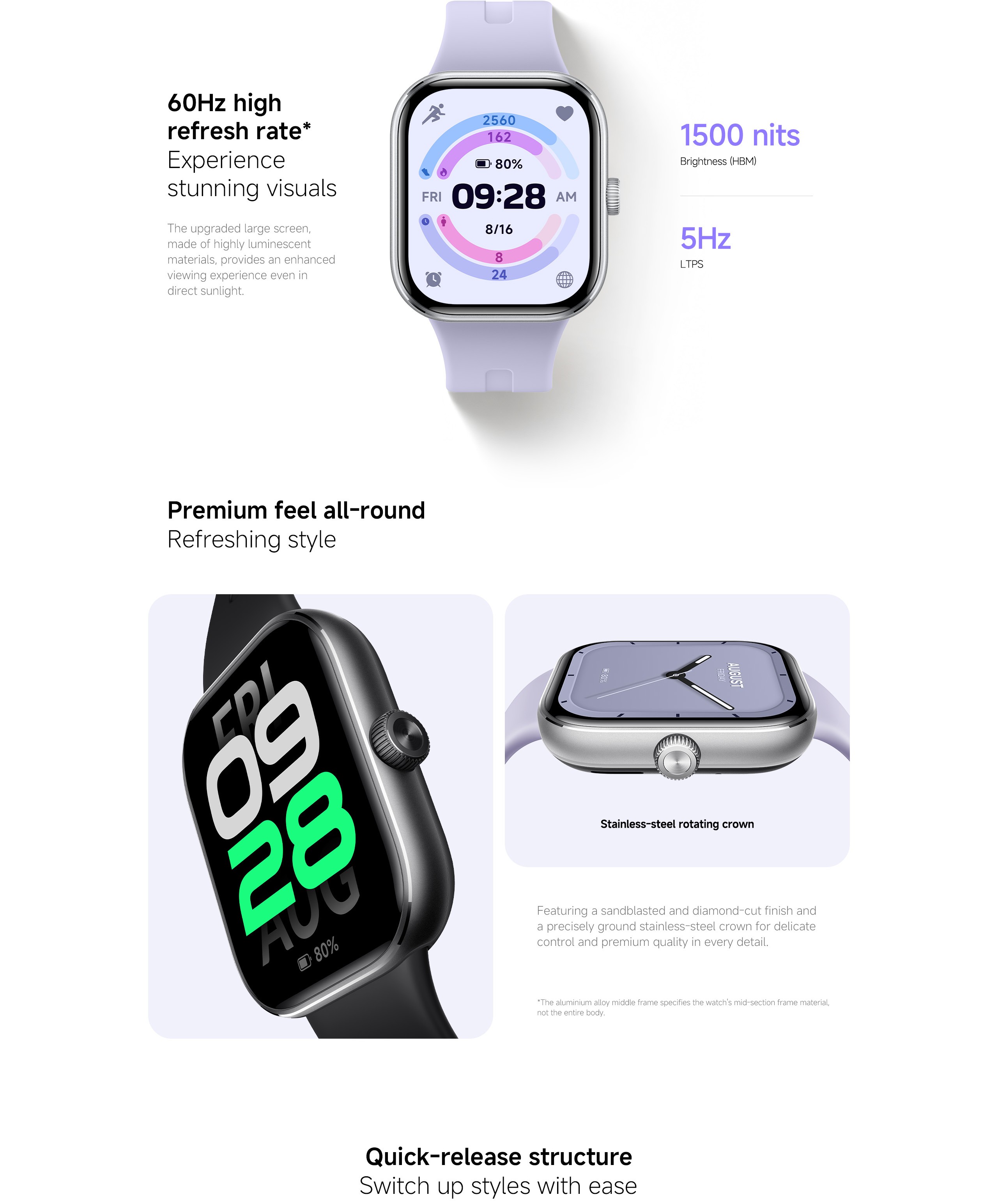 Redmi Smart Watch 5 | Large AMOLED Screen | High Refresh Rate | Build ...