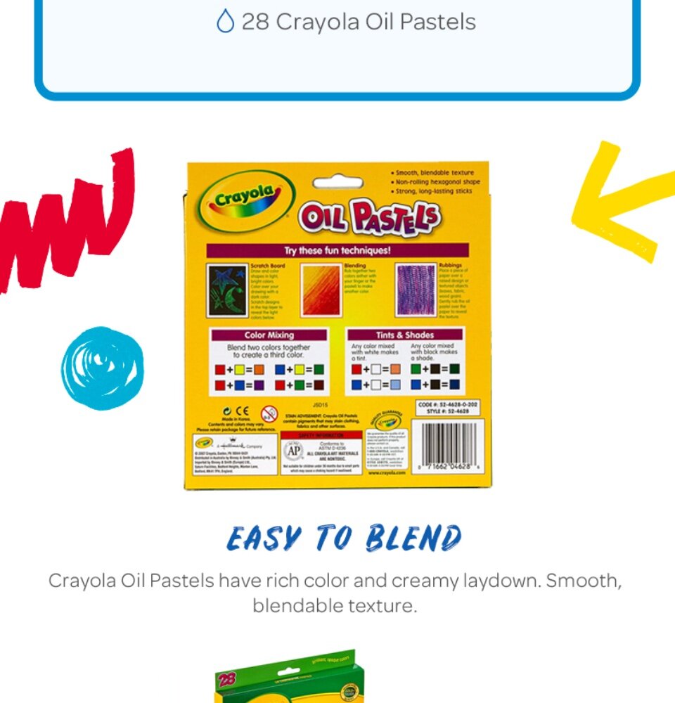 Crayola Oil Pastels, Art & School Supplies, Assorted Colors, 28 Count ...