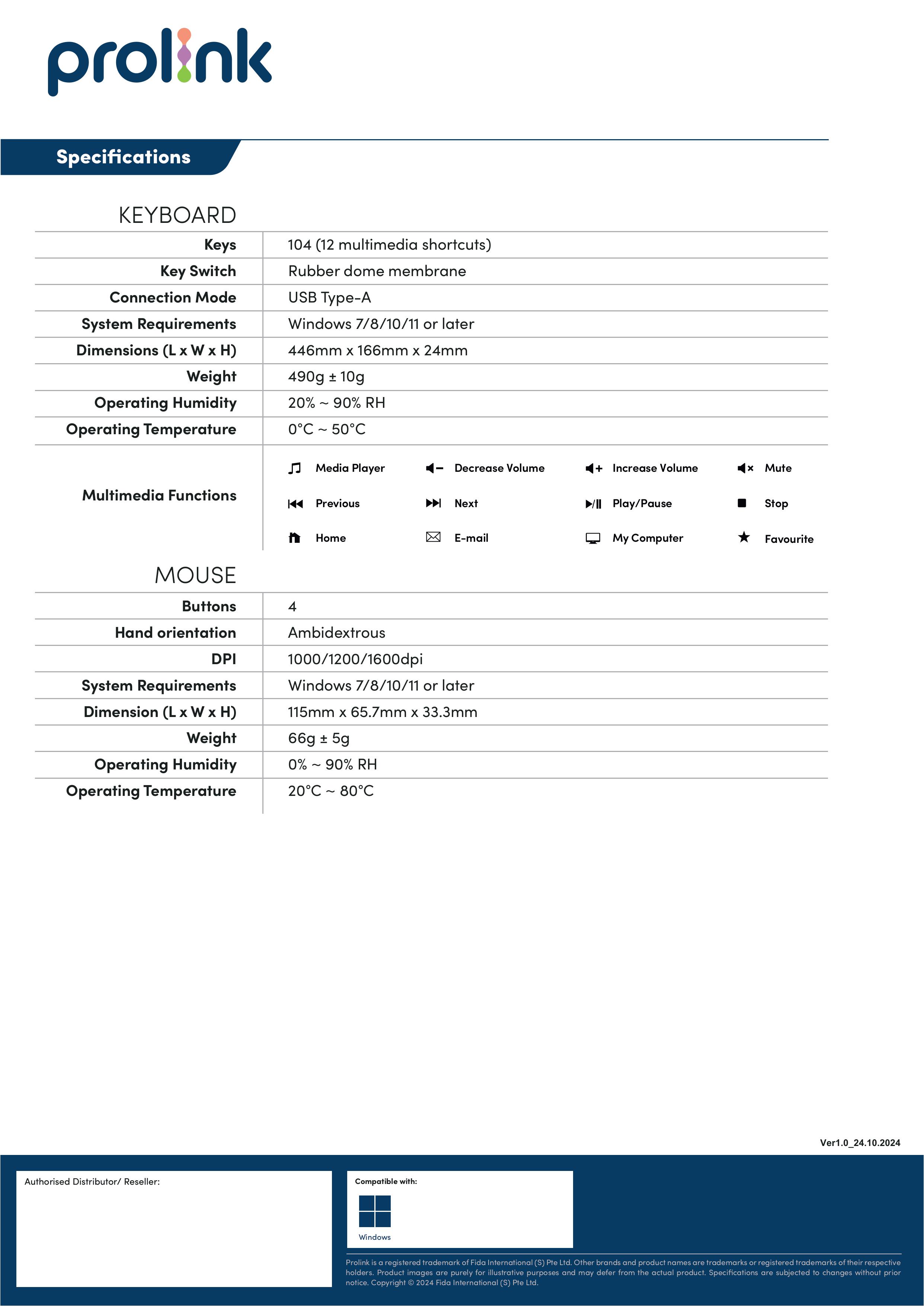 [COMBO DEAL]Prolink 2.4G Wireless Multimedia Keyboard+Optical Mouse ...