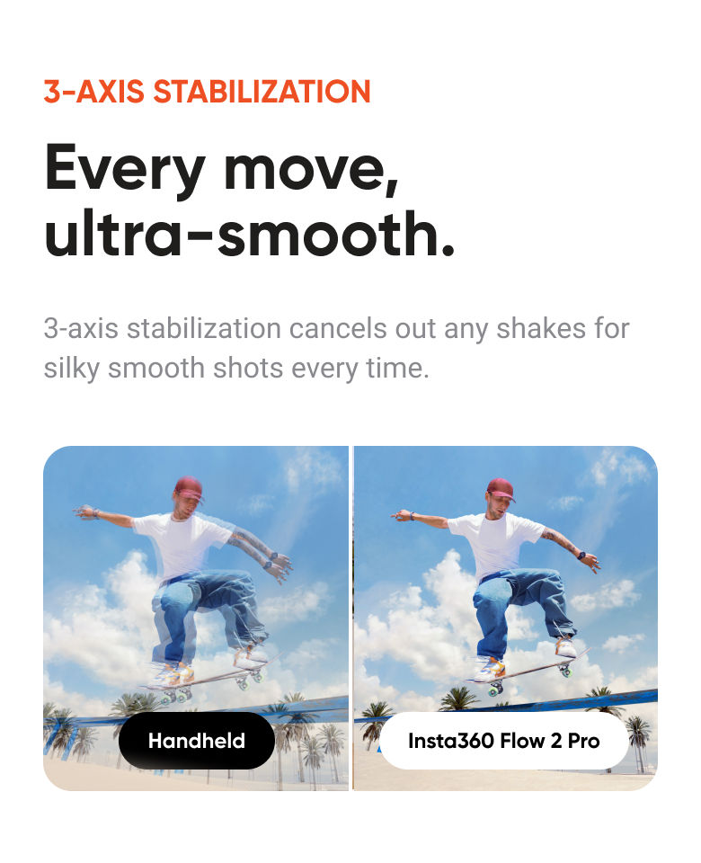 Insta360 Flow 2 Pro - Ultimate AI Tracking Portable Gimbal Stabilizer, Support IOS / Android ...