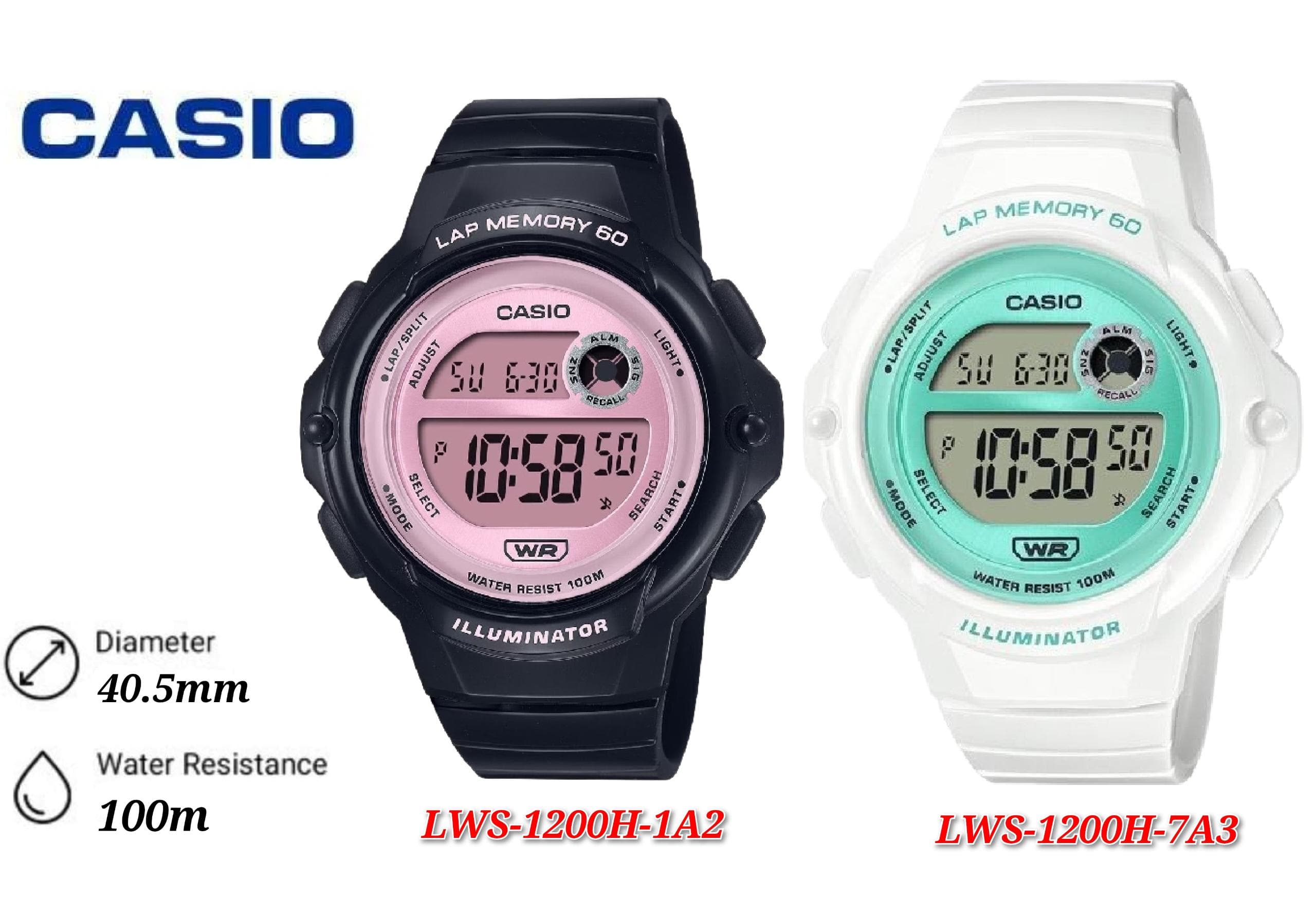 Casio LWS-1200H Quartz Digital Black Resin Women's Watch LWS-1200H ...