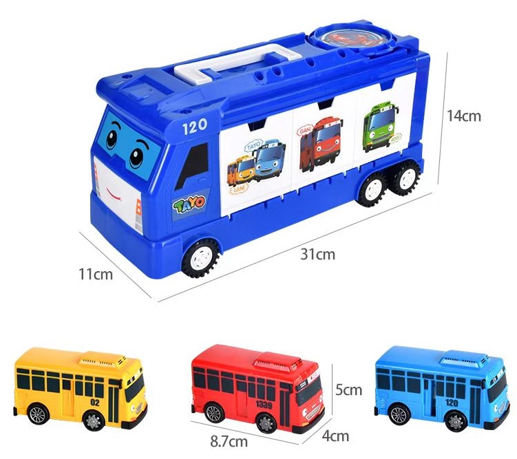 Little Bus Big Garage Pull Back Bus Toy Play Set For Kid Vechiles Toys ...