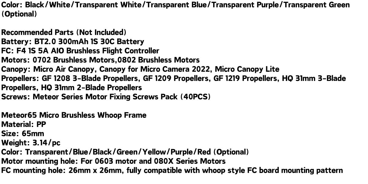 BetaFPV 65mm 75mm Whoop Frame Kit For Meteor65 Air Micro Meteor75 Air ...