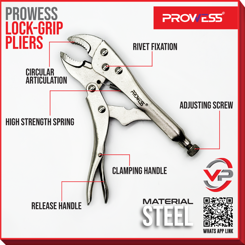PROWESS HEAVY DUTY LOCK-GRIP PLIERS/LOCKING PLIER 5" 7" 10"/VICE GRIP PLIER/CURVE JAW LOCKING ...